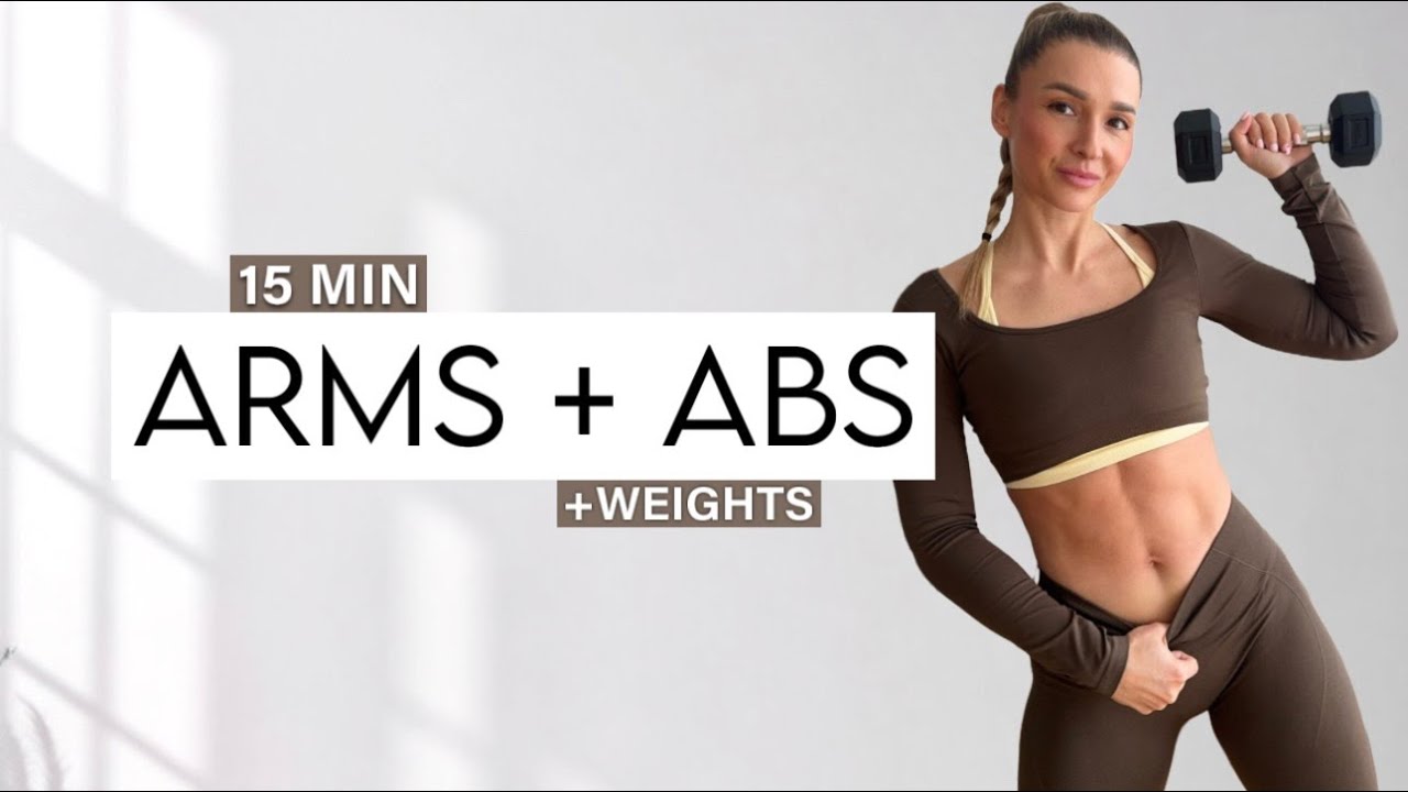 15 MIN TONED ARMS + ABS Workout at home - With Weights - No Repeat ...