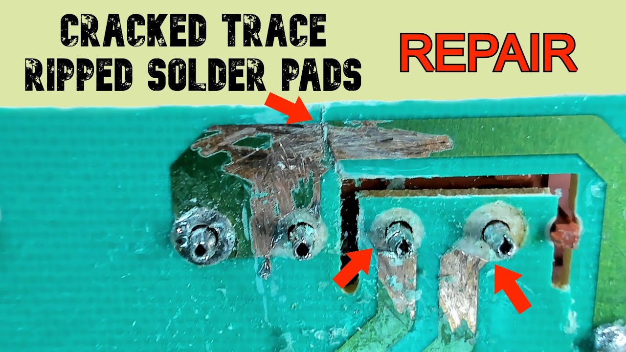 Cracked trace / ripped pads repaired on AC control board. - YouTube