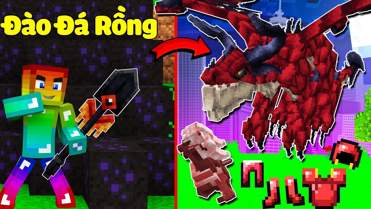 MINI GAME : CUỘC CHIẾN ĐÀO ĐÁ RỒNG MINECRAFT ** NOOB NÂNG CẤP TRỞ THÀNH ...