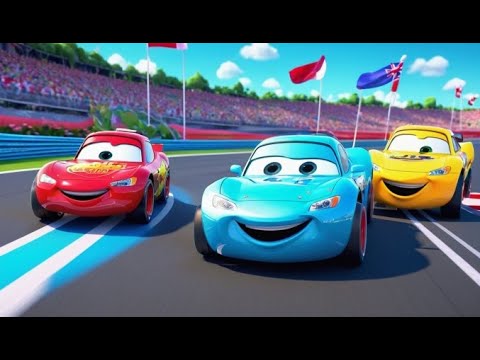 Three Racing Cars Learn Red Blue Green | Color Song for Kids | Learn ...