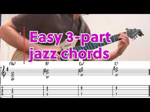 Beginner guitar || Easy 3-part jazz chords for comping (download link ...