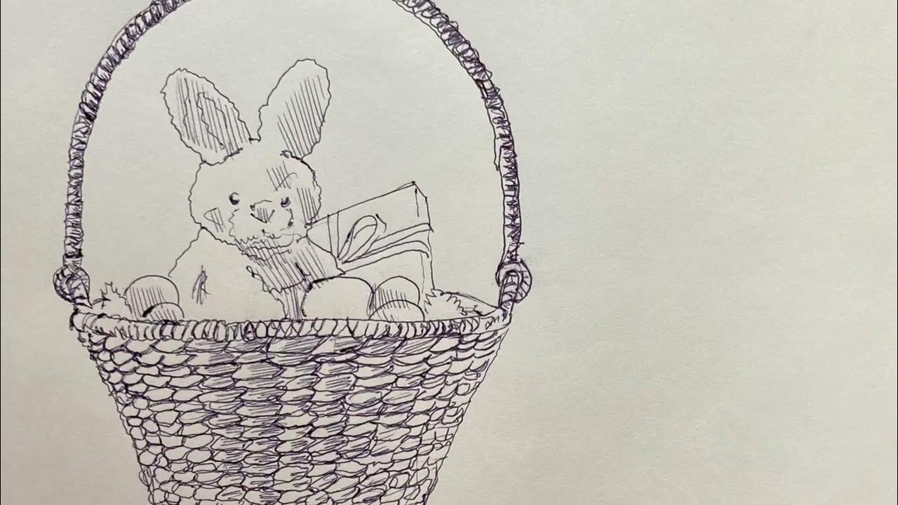How to draw Easter basket | Easter basket drawing - YouTube