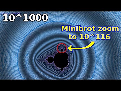 Mandelbrot zoom to 10E+1116 with deep zoom into minibrot - 75,000,000 iterations