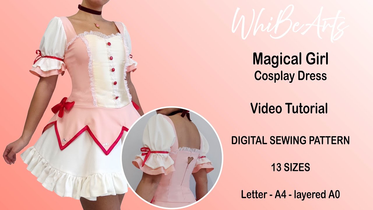 Magical Girl Cosplay Dress Digital Sewing Pattern Video Tutorial by ...