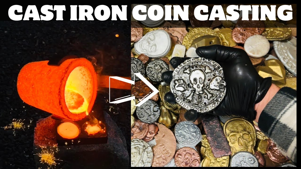 Cast Iron Coin Casting For The Treasure Chest - ASMR Metal Melting ...