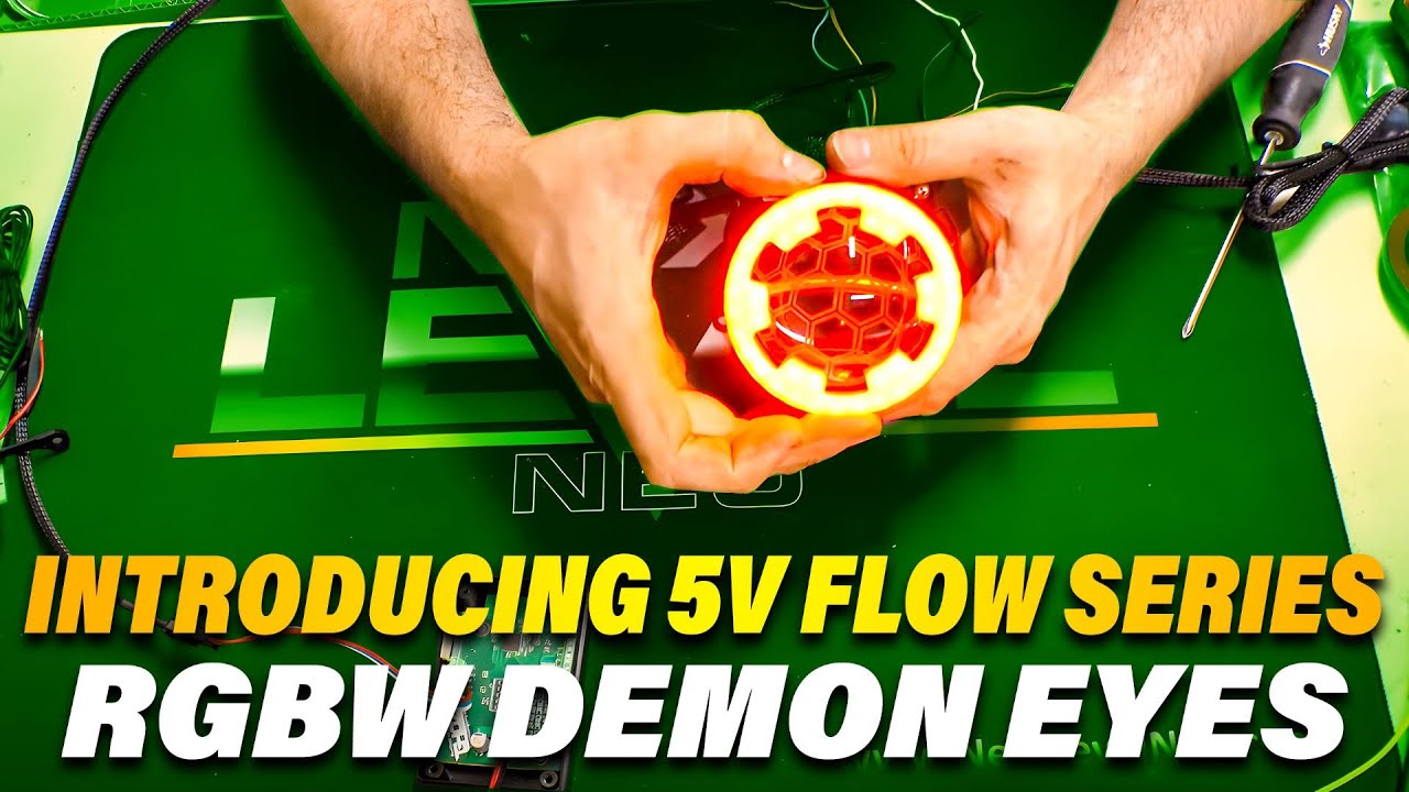 Introducing 5V Flow Series RGBW Demon Eyes: Compact size addressable demon eyes - YouTube