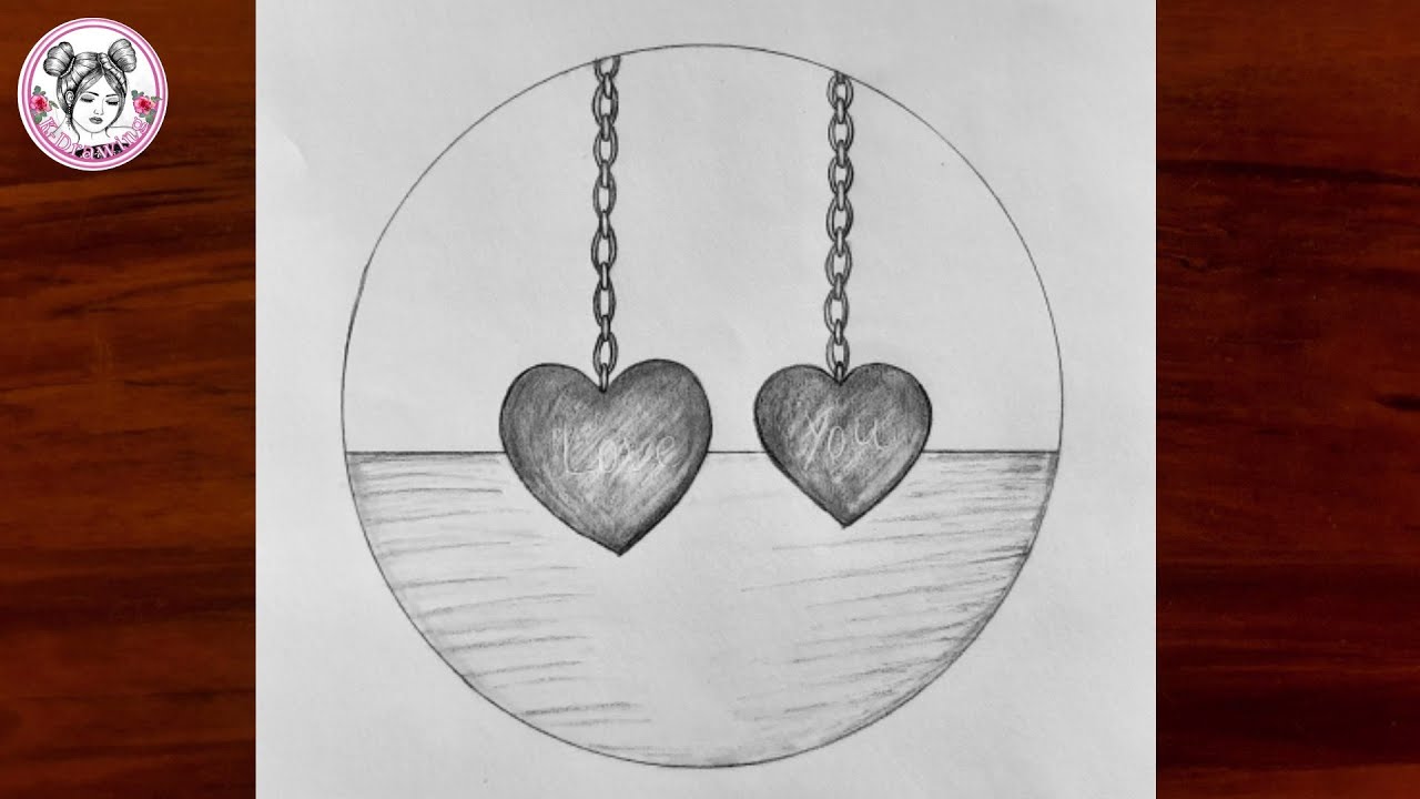 Easy scenery drawing, step by step tutorial || How to draw Heart ...