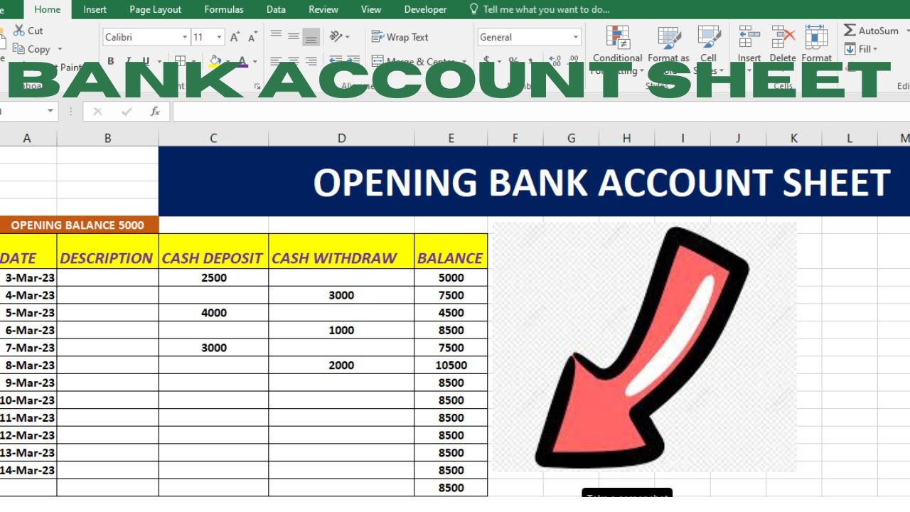 Ho to create bank account sheet #excellearners#bankaccountsheet - YouTube