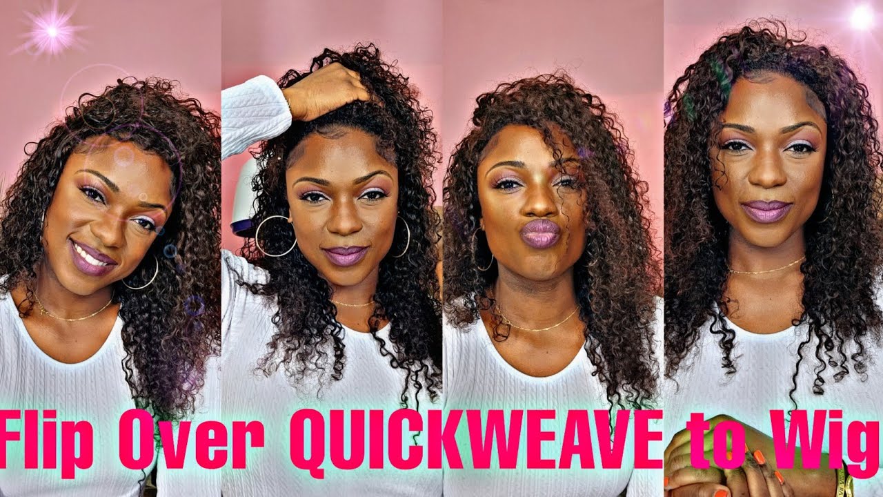 FLIP OVER METHOD QUICKWEAVE made into a WIG on short hair!! - YouTube