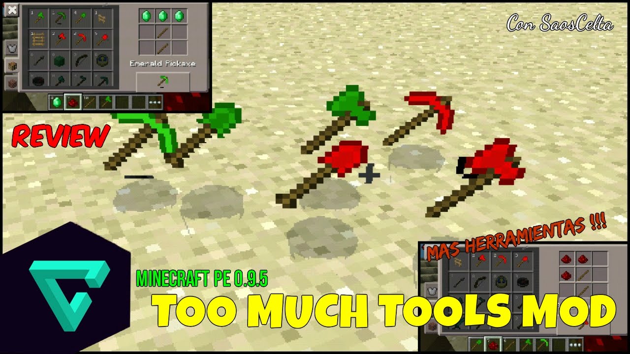 Too Much Tools Mod | Minecraft PE 0.9.5 "Herramientas De Esmeralda ...