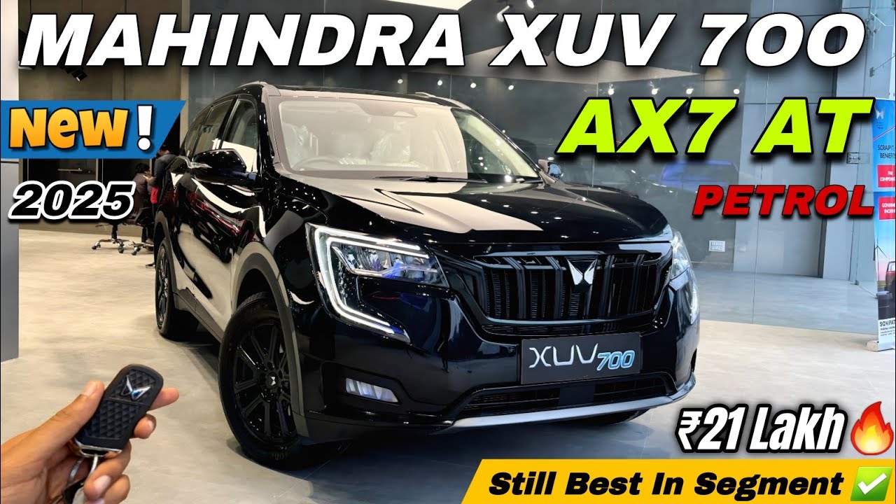 2025 Mahindra XUV 7OO AX7 AT Petrol Black Walkaround Review | XUV 7OO ...