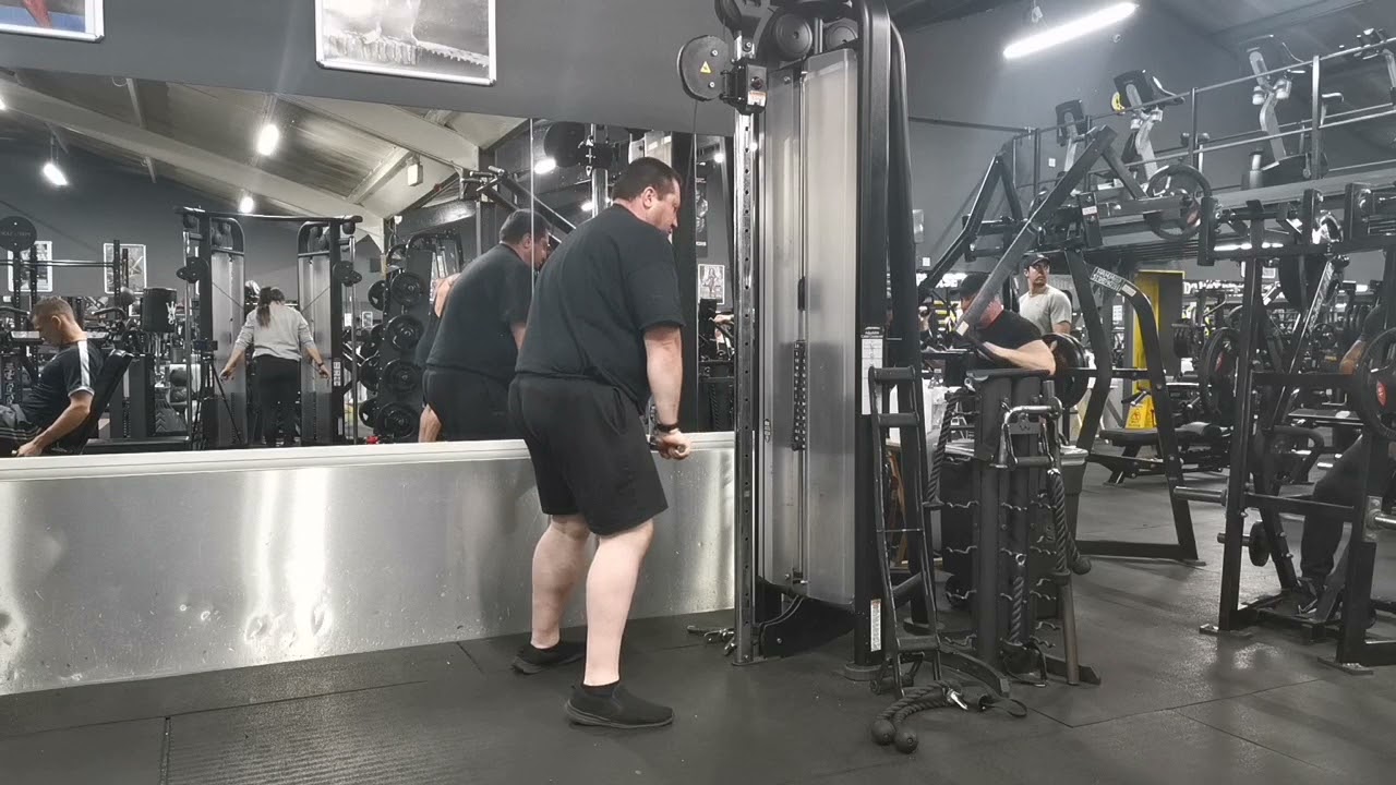 Straight bar cable tricep push downs - full stack x 20 reps. - YouTube