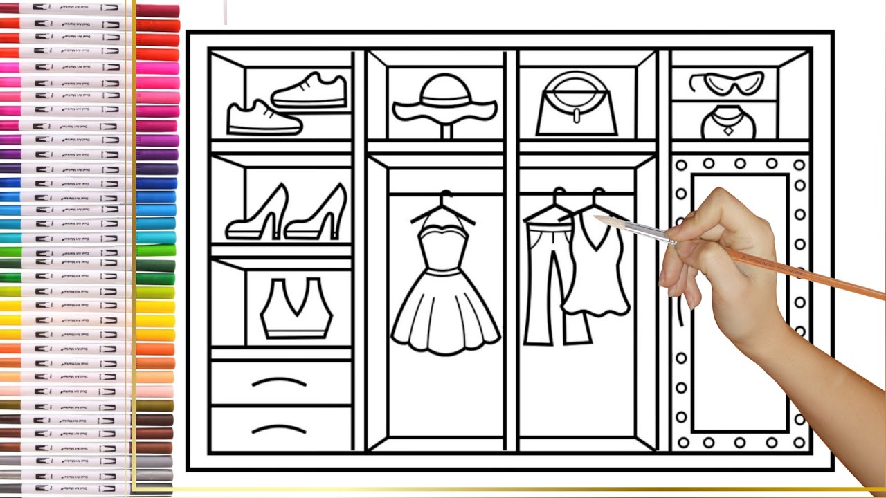 Wardrobe Drawing, Painting, Coloring for kids/Let's Draw - YouTube