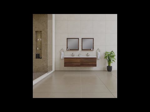 Alya Bath - Paterno 72 Inch Double Wall Mounted Bathroom Vanity in Rosewood