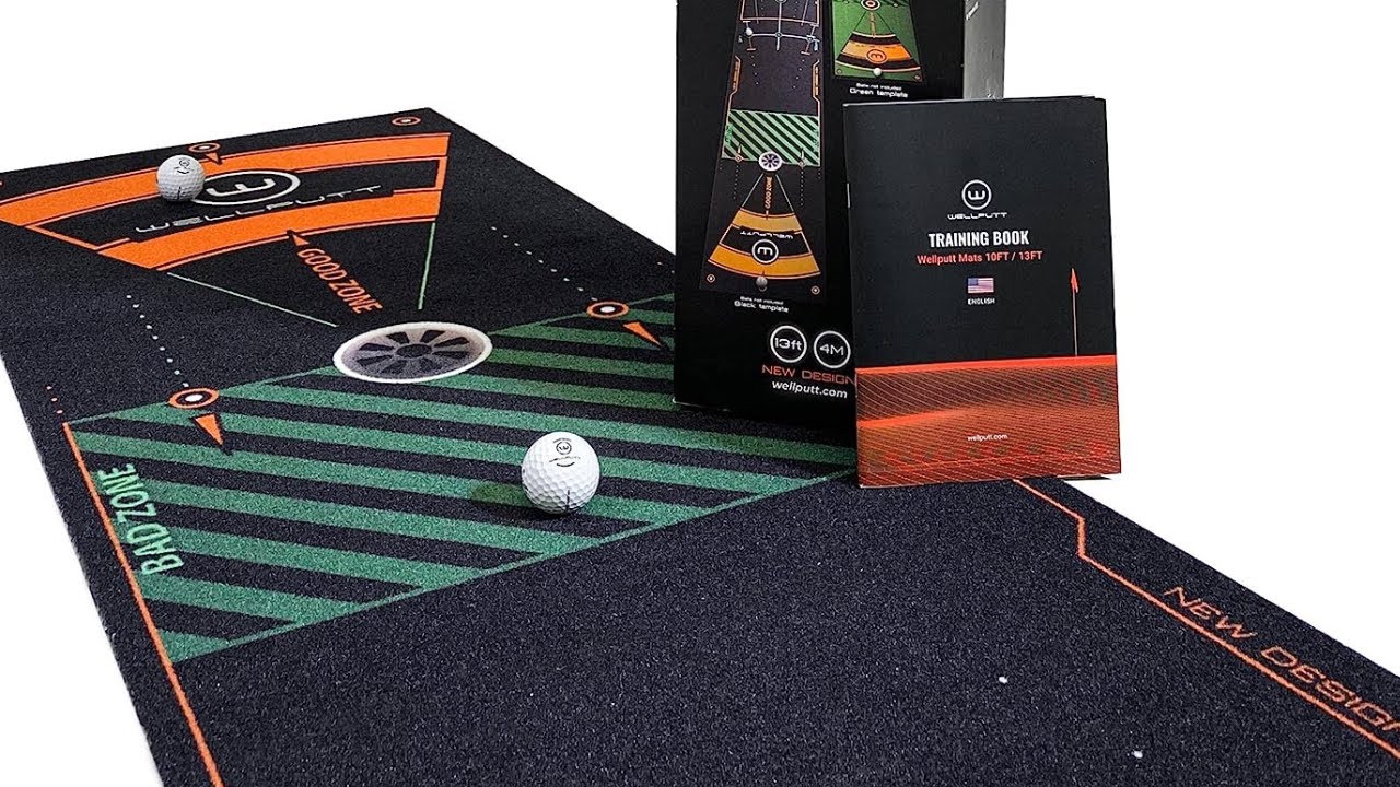 WELLPUTT - Golf Putting Training Mat - 13ft Black - YouTube