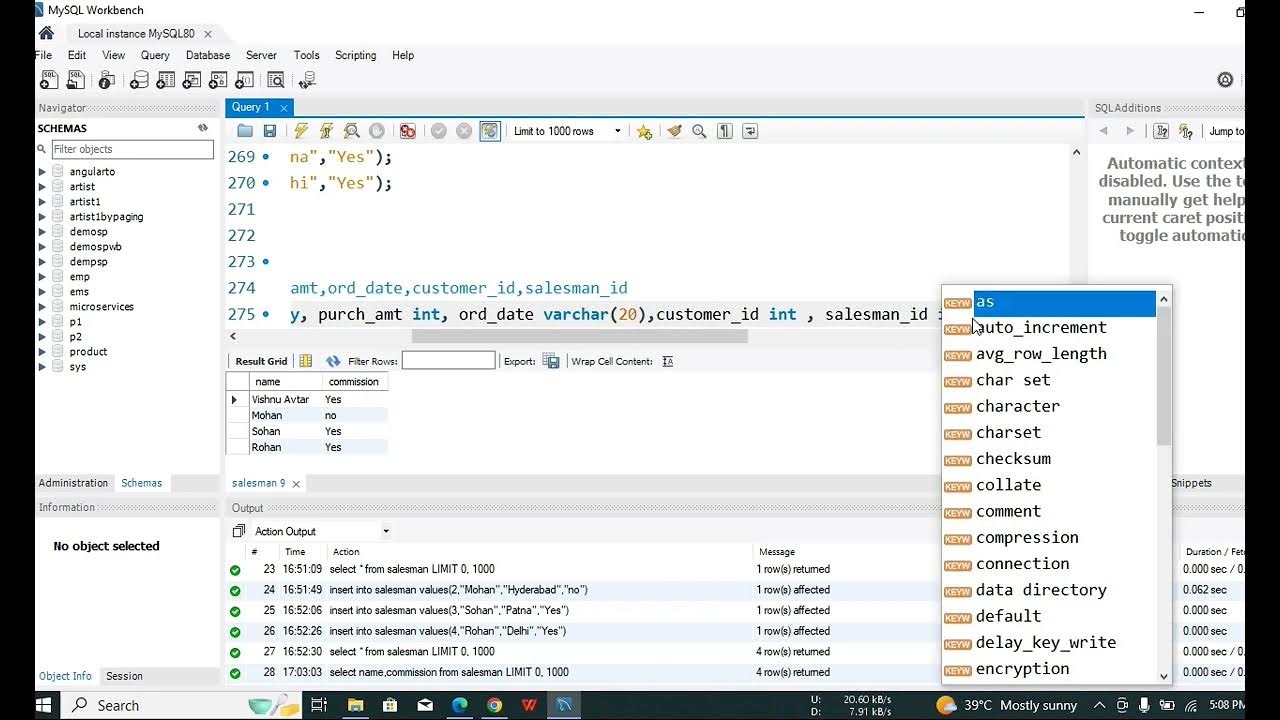Write a query to display the columns in a specific order, such as order ...