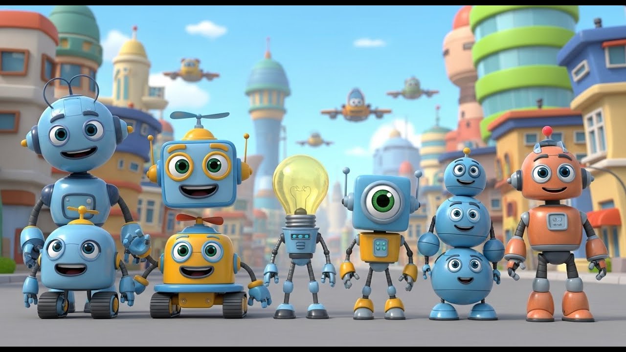 Seven Little Robots Learn Colors | Kids Educational Songs - YouTube