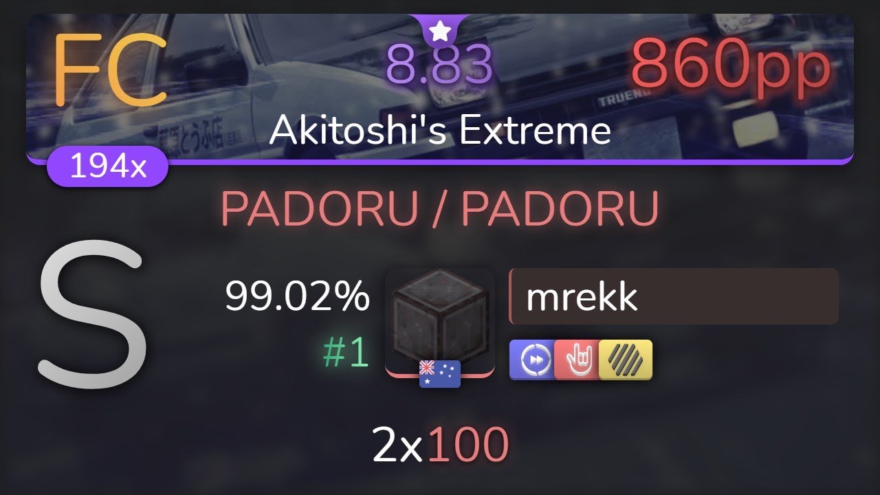[8.83⭐ Live] mrekk | Turbo - PADORU / PADORU [Akitoshi's Extreme] +HDDTHR 99.02% {#1 860pp FC ...