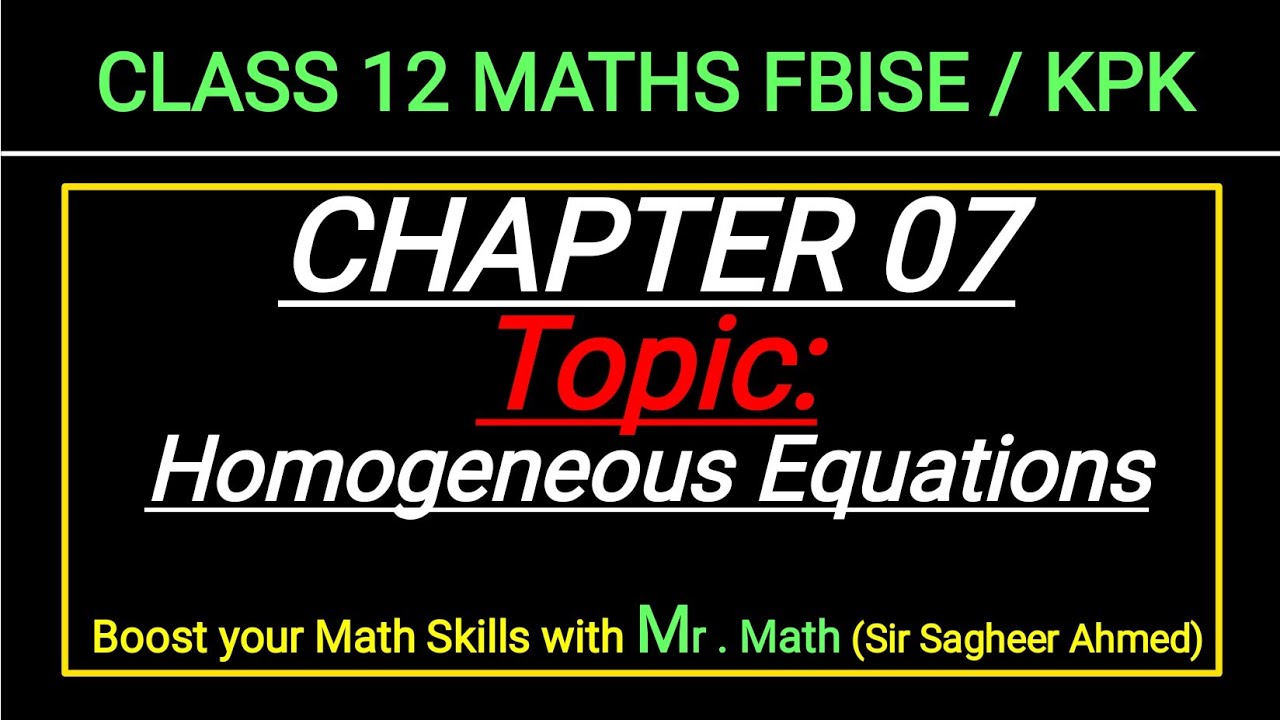 Homogeneous Equations | Second Degree Homogeneous Equations | Joint ...