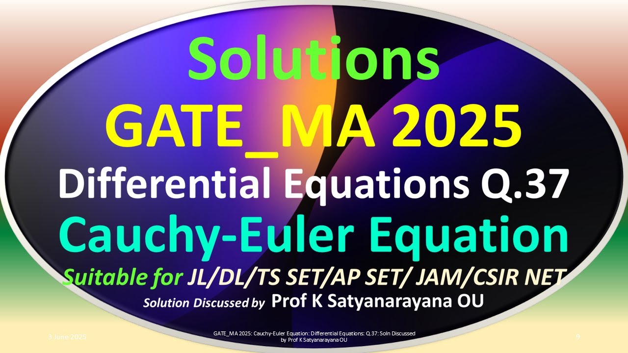 GATE_ MA 2025 | Cauchy Euler Equation | Differential Equations | Q 37 ...