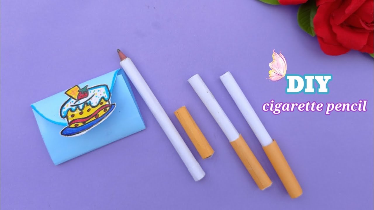 How to make paper cigarette pencil ll DIY paper craft for school lArt ...