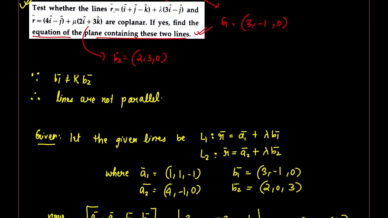 Coplanarity of two lines | Illustrations | Part 12 - YouTube