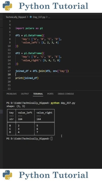 Joining Polars Dataframes Python Tutorial Youtube