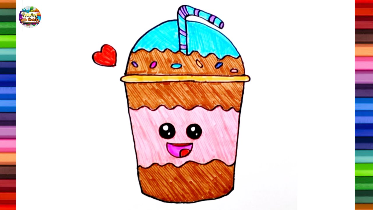 How to draw Chocolate Milk Shake Easy Step by Step Drawing Coloring ...