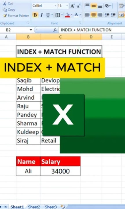 INDEX + MATCH FUNCTION IN MS EXCEL / #excelfunction #excel #excelvideos #exceltips - YouTube