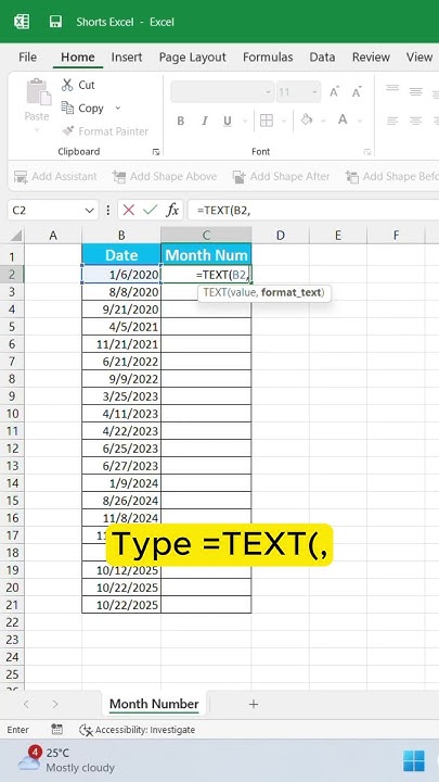 Extract Month Number from Date in Excel | TEXT Function Explained Fast! - YouTube
