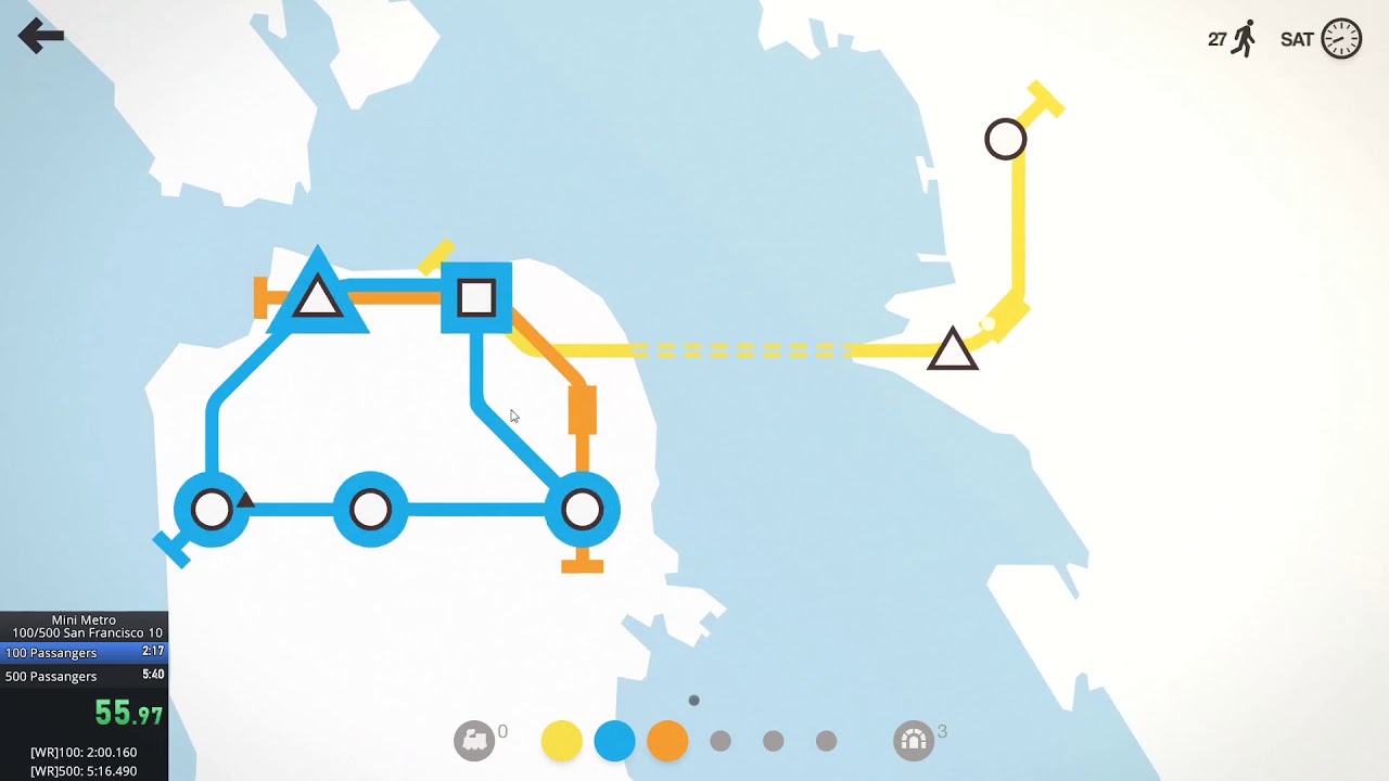 Mini Metro - San Francisco 100 Passengers in 2:03.92 - YouTube