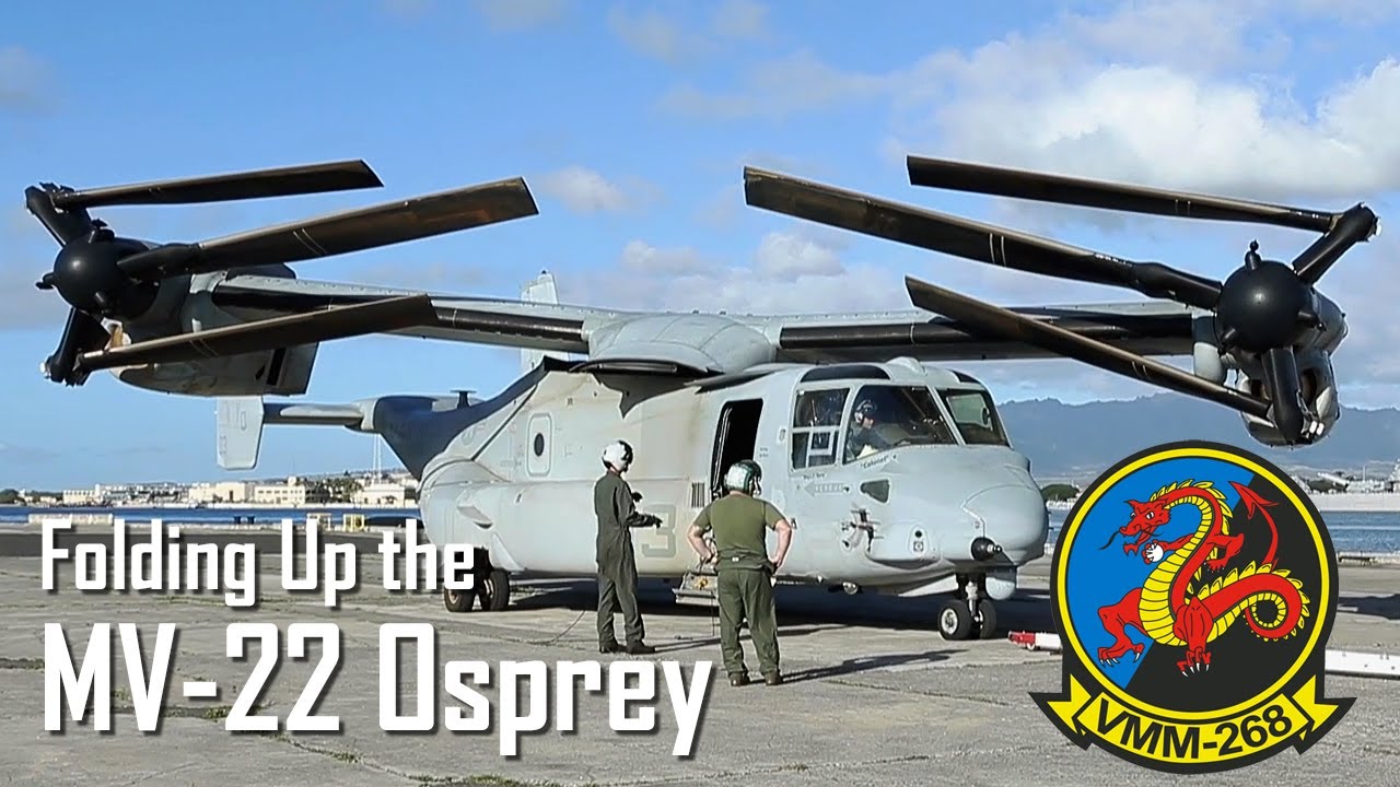 Folding Up an MV-22 Osprey Aircraft - YouTube