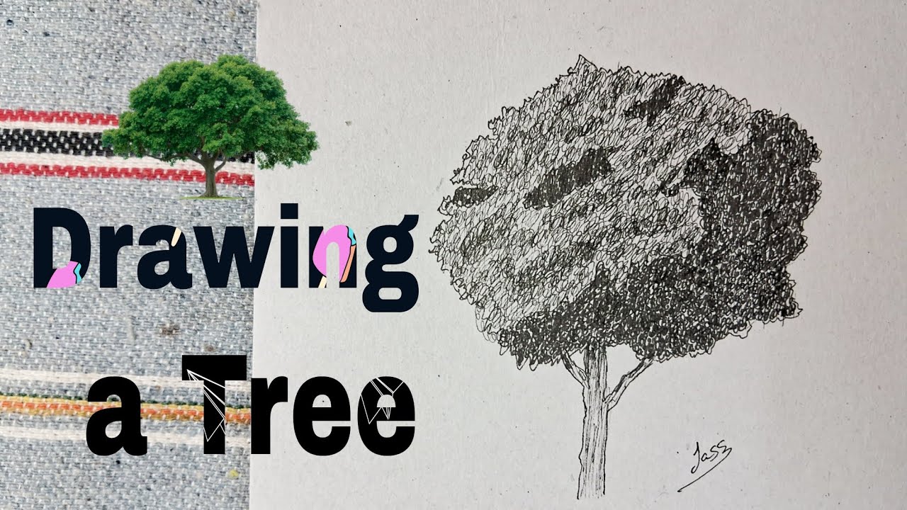 How to draw tree.... using fineliner or pen. Simple easy steps for ...
