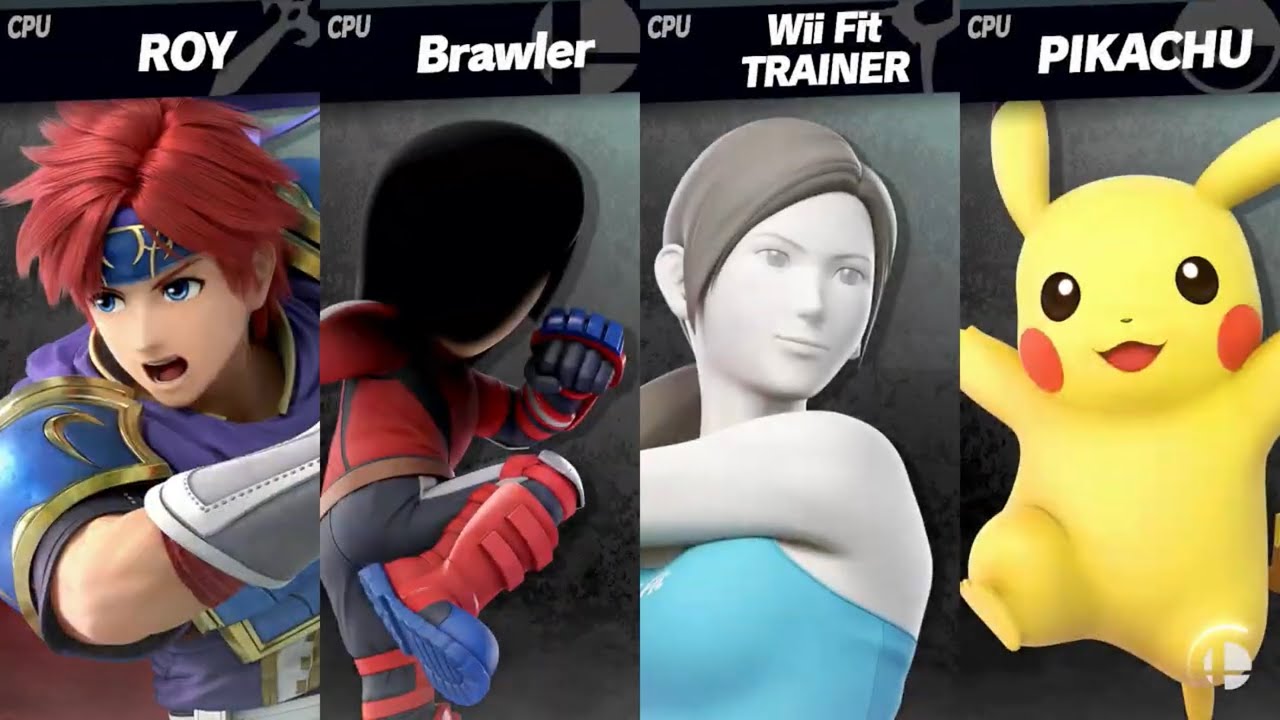 Super Smash Bros. Ultimate - Roy vs Mii Brawler vs Wii Fit Trainer vs ...