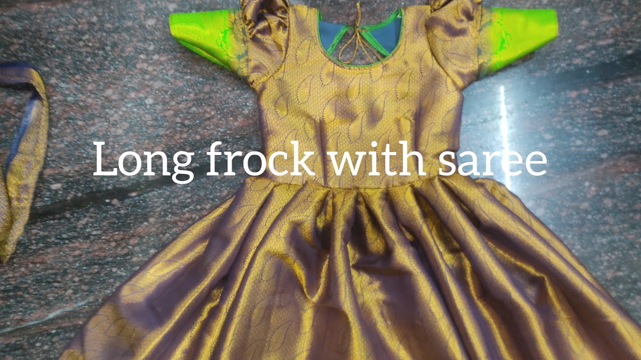 How to stich long frock with saree - YouTube