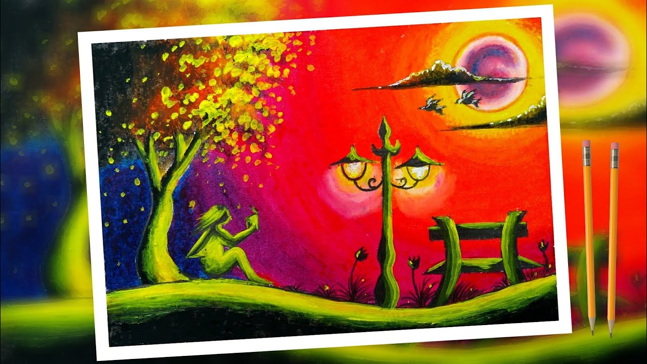 National reading day drawing with oil pastel colour/how to draw ...