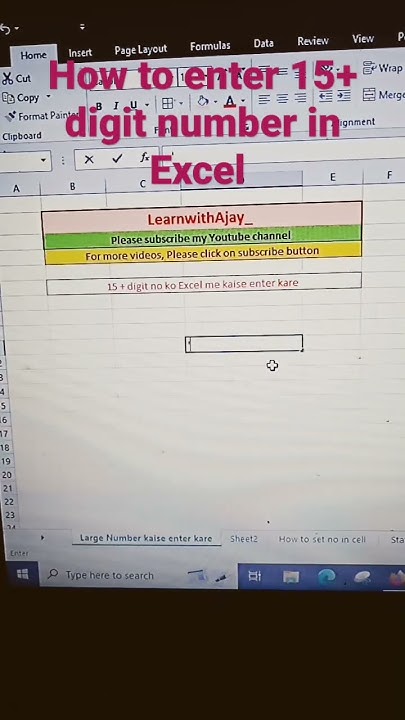 How to write large number (15+ numbers) in Excel 🔥😳#youtubeshorts #ytshorts #ytshortsvideo - YouTube