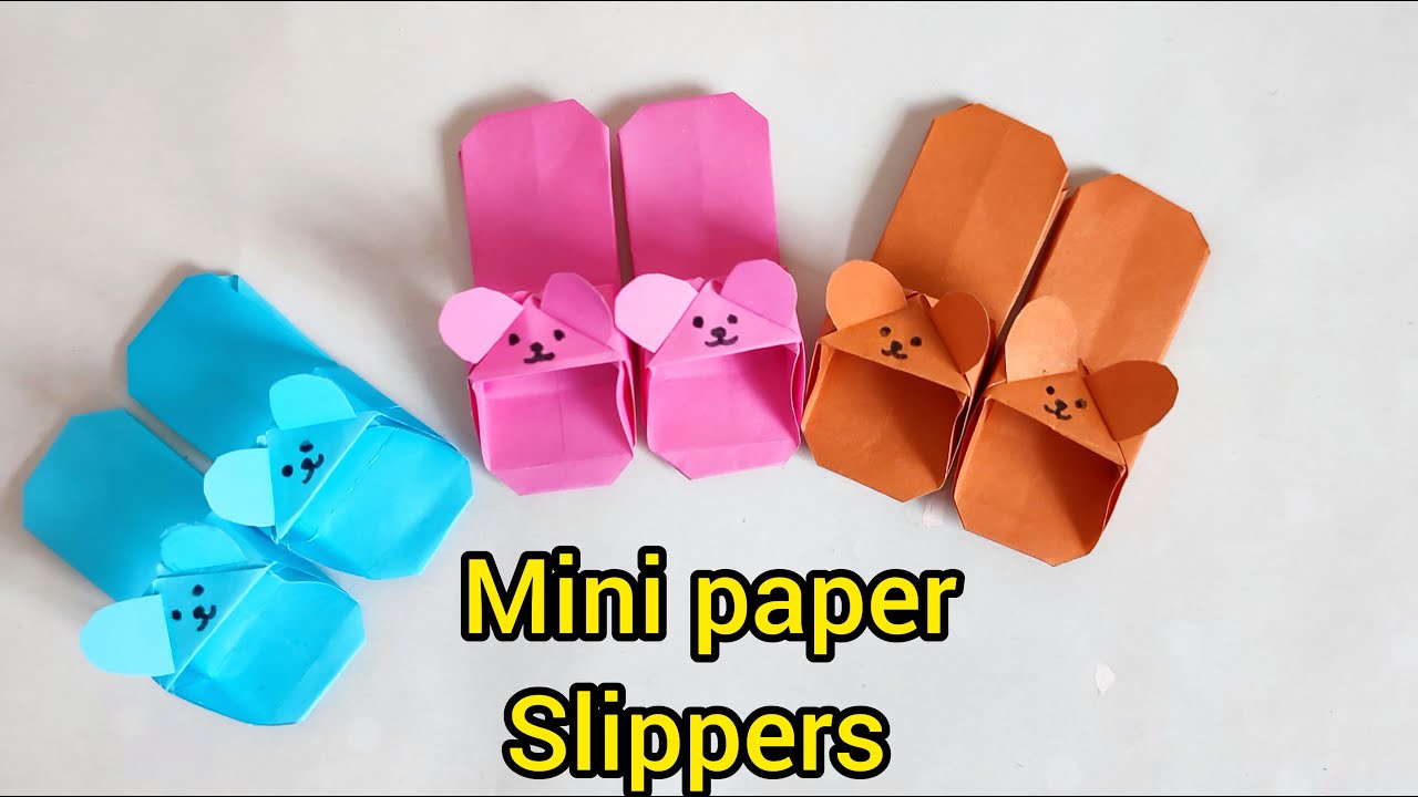 Diy mini paper slippers/easy origami - YouTube