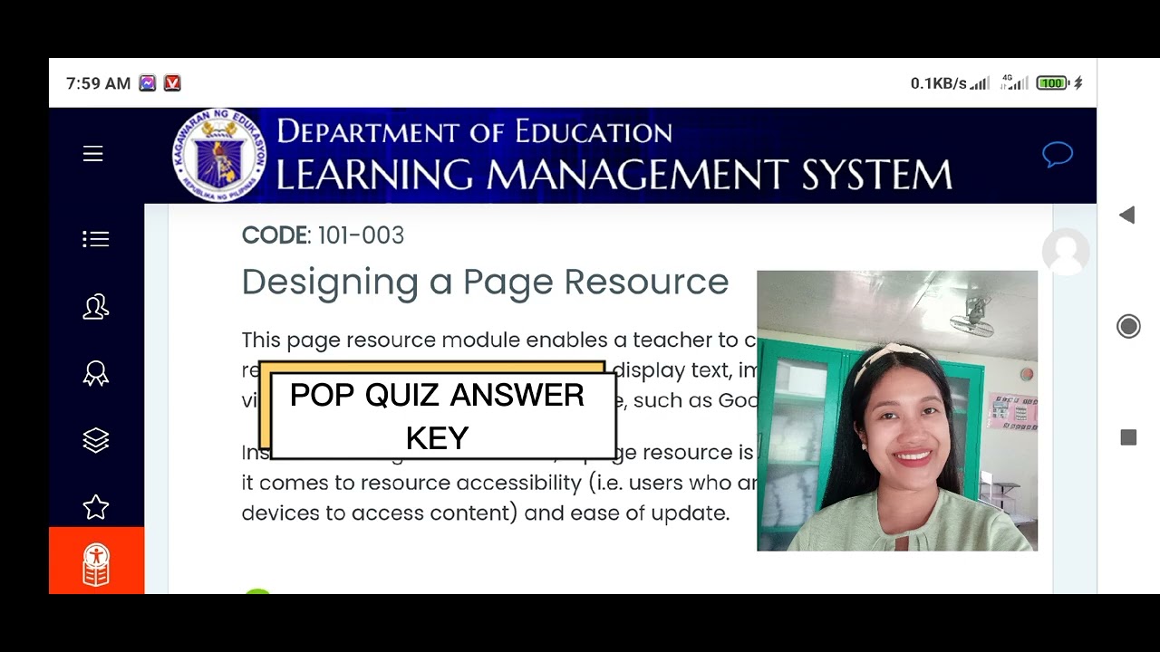 Deped LMS Designing a Page Resource Pop Quiz Answer Key - YouTube