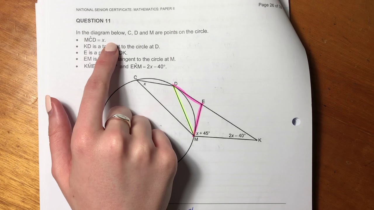 Maths Core - Paper 2 Nov 2019 (Q11 - solving for x using tan chord ...