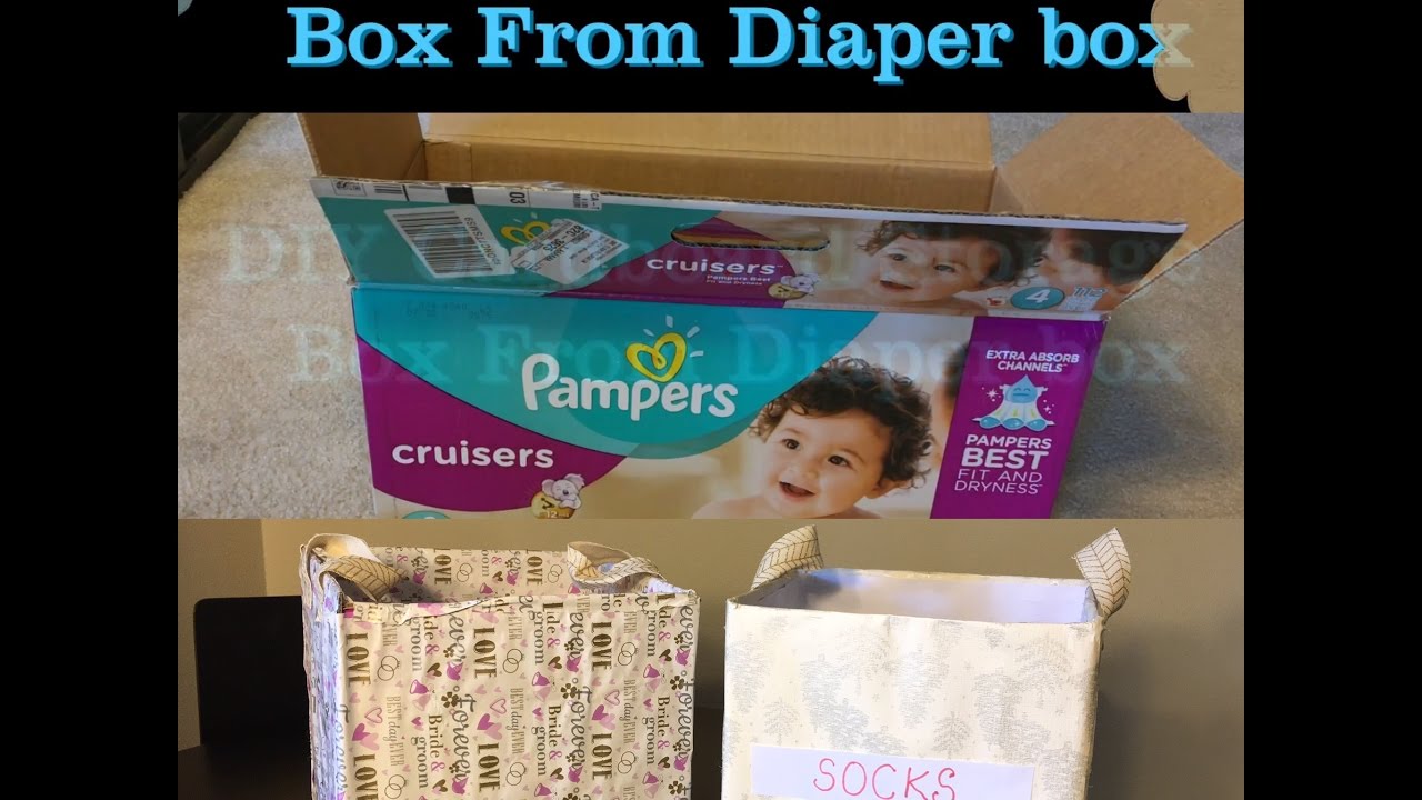 DIY Cardboard storage box From Diaper box - YouTube