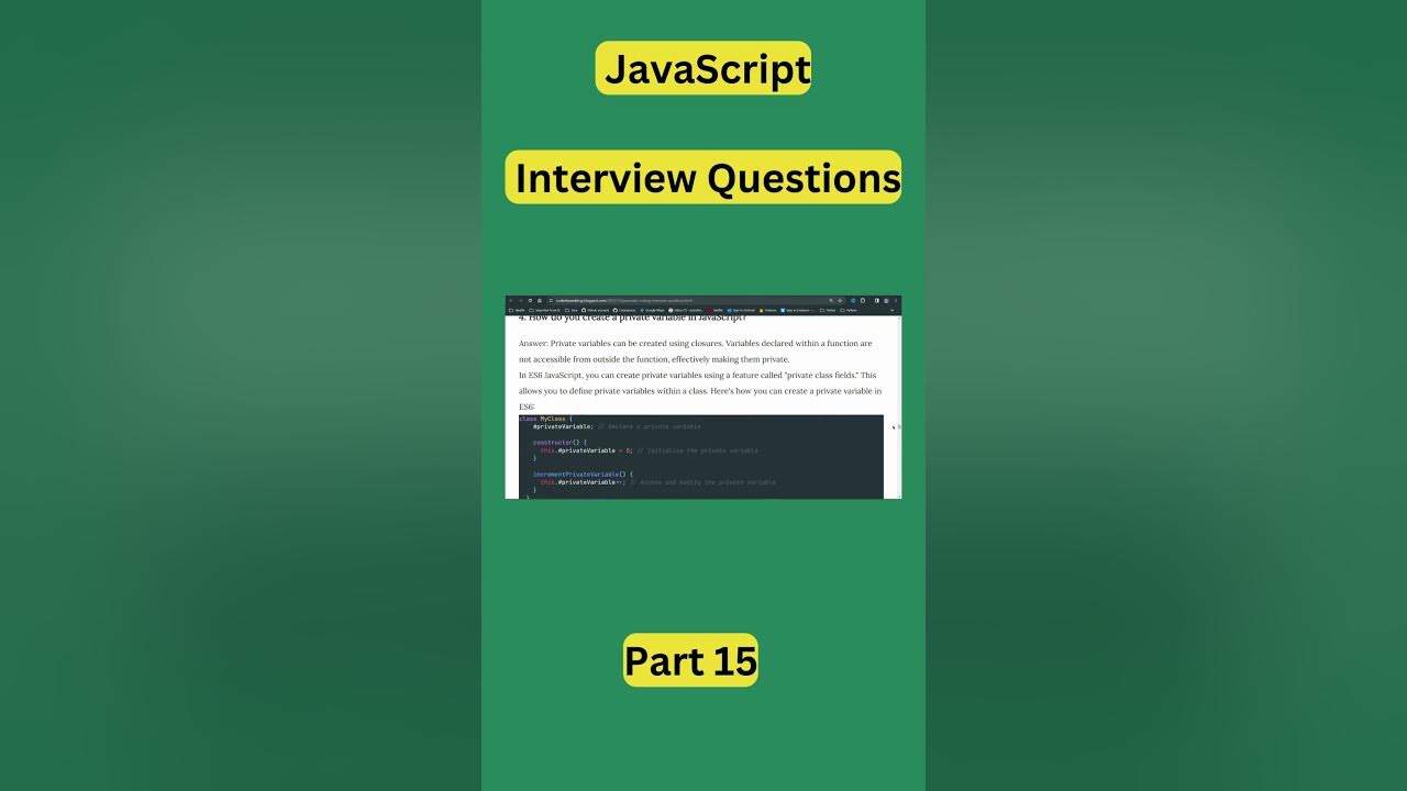 Javascript Interview Questions Part 15 Javascript Interview Questions Codinginterview Youtube 9359