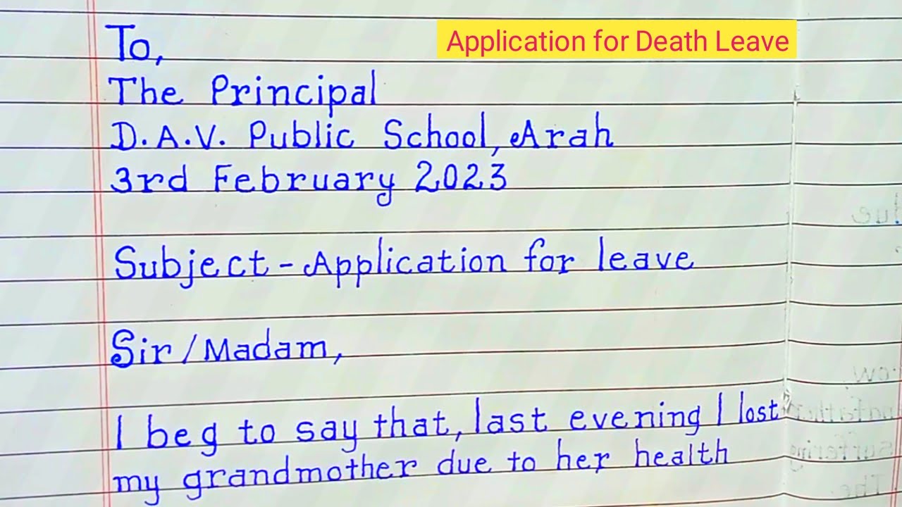 Death Leave Application in English// Leave Application writing in ...
