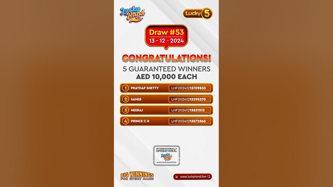 𝐎𝐔𝐑 𝐋𝐔𝐂𝐊𝐘 𝟓 𝐑𝐀𝐅𝐅𝐋𝐄 𝐖𝐈𝐍𝐍𝐄𝐑𝐒 𝐎𝐅 𝐃𝐑𝐀𝐖 𝐍𝐎. 𝟓𝟑 𝐀𝐑𝐄 𝐇𝐄𝐑𝐄!! - YouTube