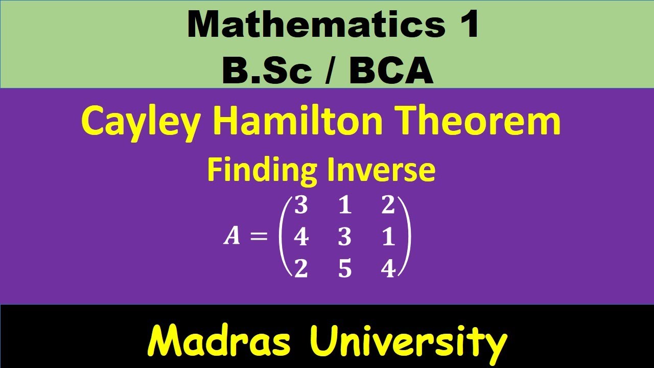 Cayley Hamilton Theorem - Finding Inverse of a matrix | Mathematics 1 ...