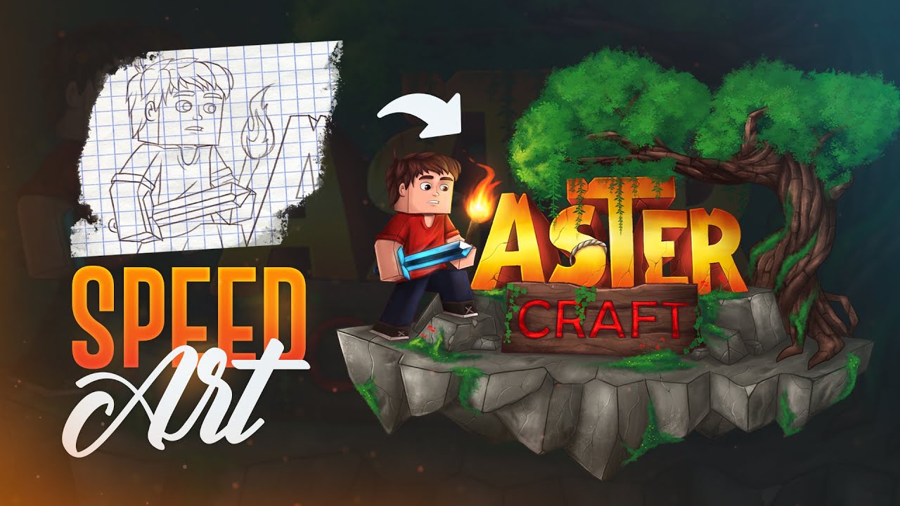 How to draw a Minecraft Server logo - AsterCraft - YouTube