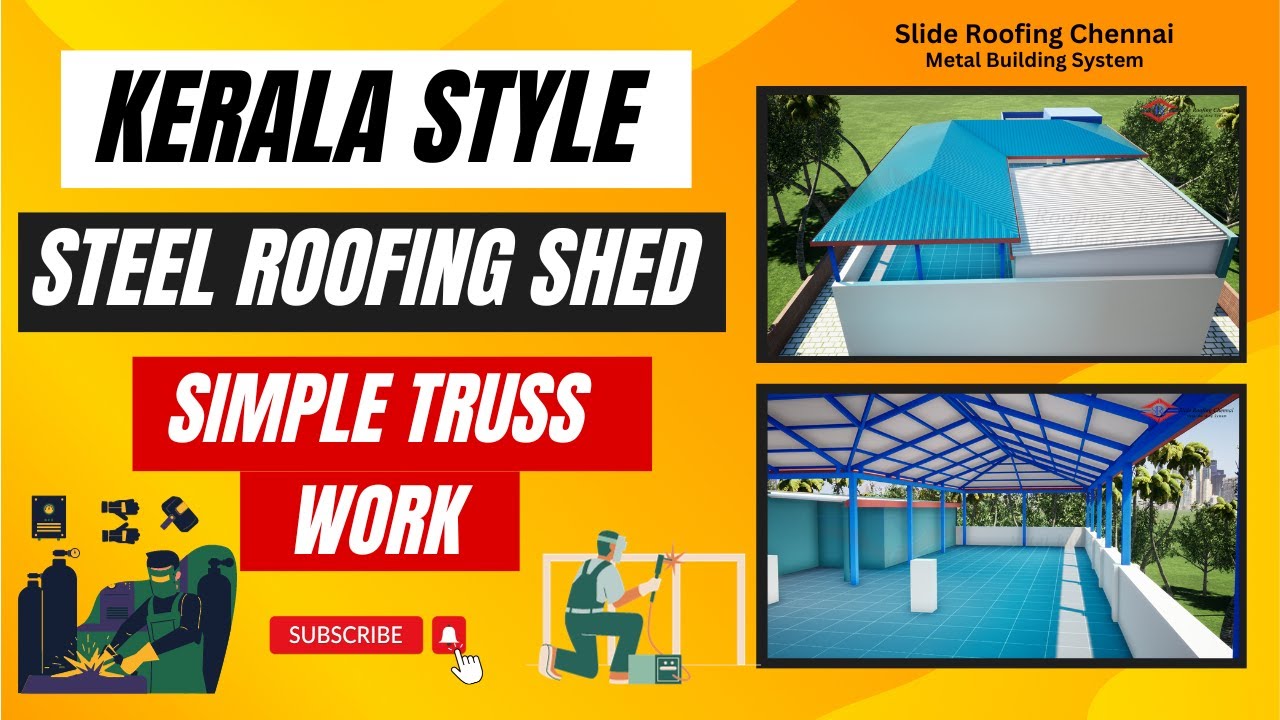 Kerala style steel Roofing Shed Simple truss work | 3D MODEL DESIGN ...