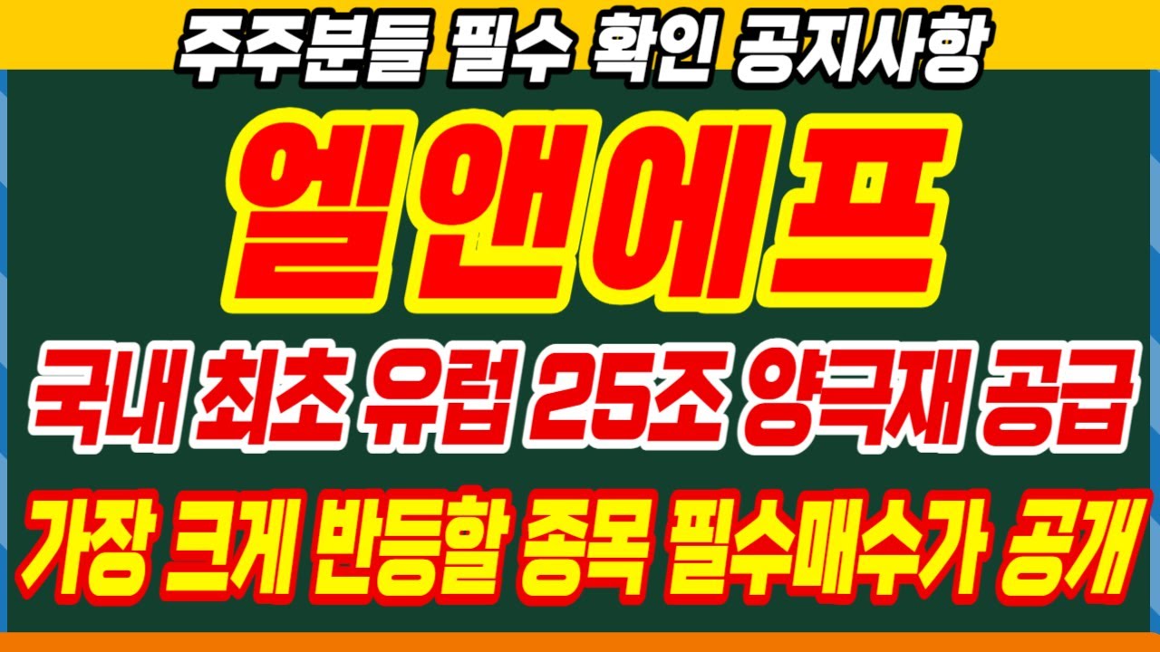 엘앤에프 엘앤에프주가 저평가 2차전지 종목 코스피 이전상장과 유럽 25조 공급계약 목표가 100만원이 적정가격