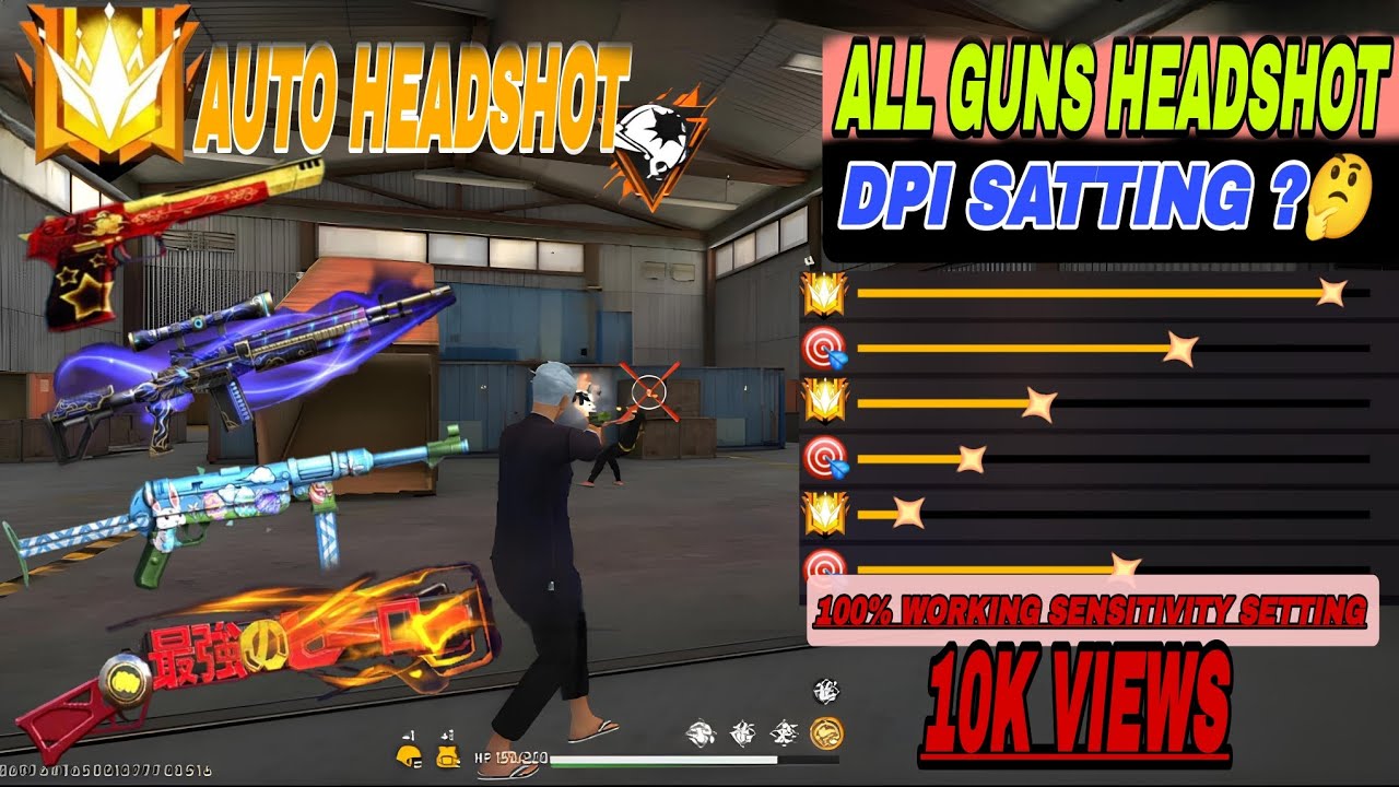 AUTO HEADSHOT SATTING⚙️।।ONLY ONE TAP SATTING।।ALL GUNS HEADSHOT ...