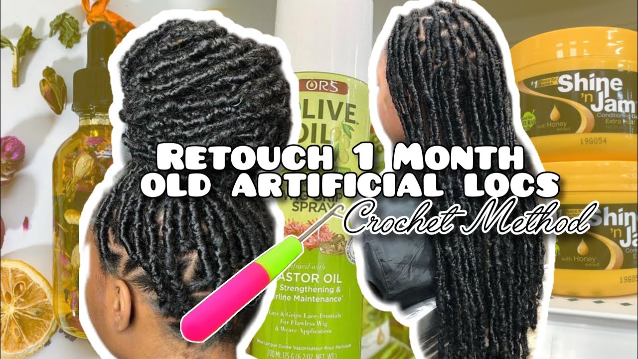 How To DIY Artificial Locs/ Temporary Locs Retouch Crochet Method At ...